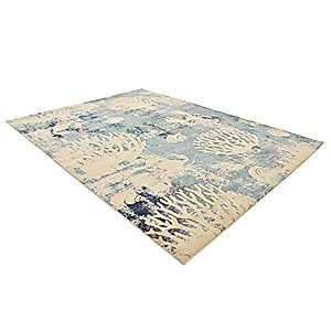 Unique Loom Positano Collection Coastal Modern Coral Lobster Shells Light Blue Area Rug (9' x 12')