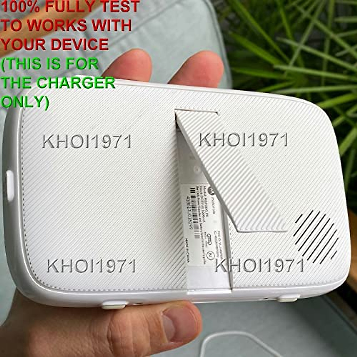 KHOI1971 Wall Charger AC Adapter Power Cable Cord Compatible with MBP36XLPU Motorola Baby Monitor White 5 in. Screen