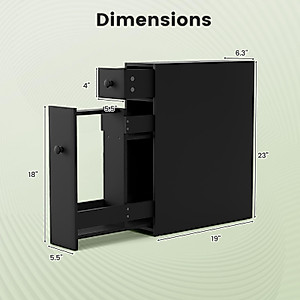 DORTALA Free Standing Bathroom Floor Storage Cabinet w/Drawer Double Door, Kitchen Cupboard, Wooden Entryway Storage Cabinet, 24" x 12" x 31.5"(L x W x H), Black