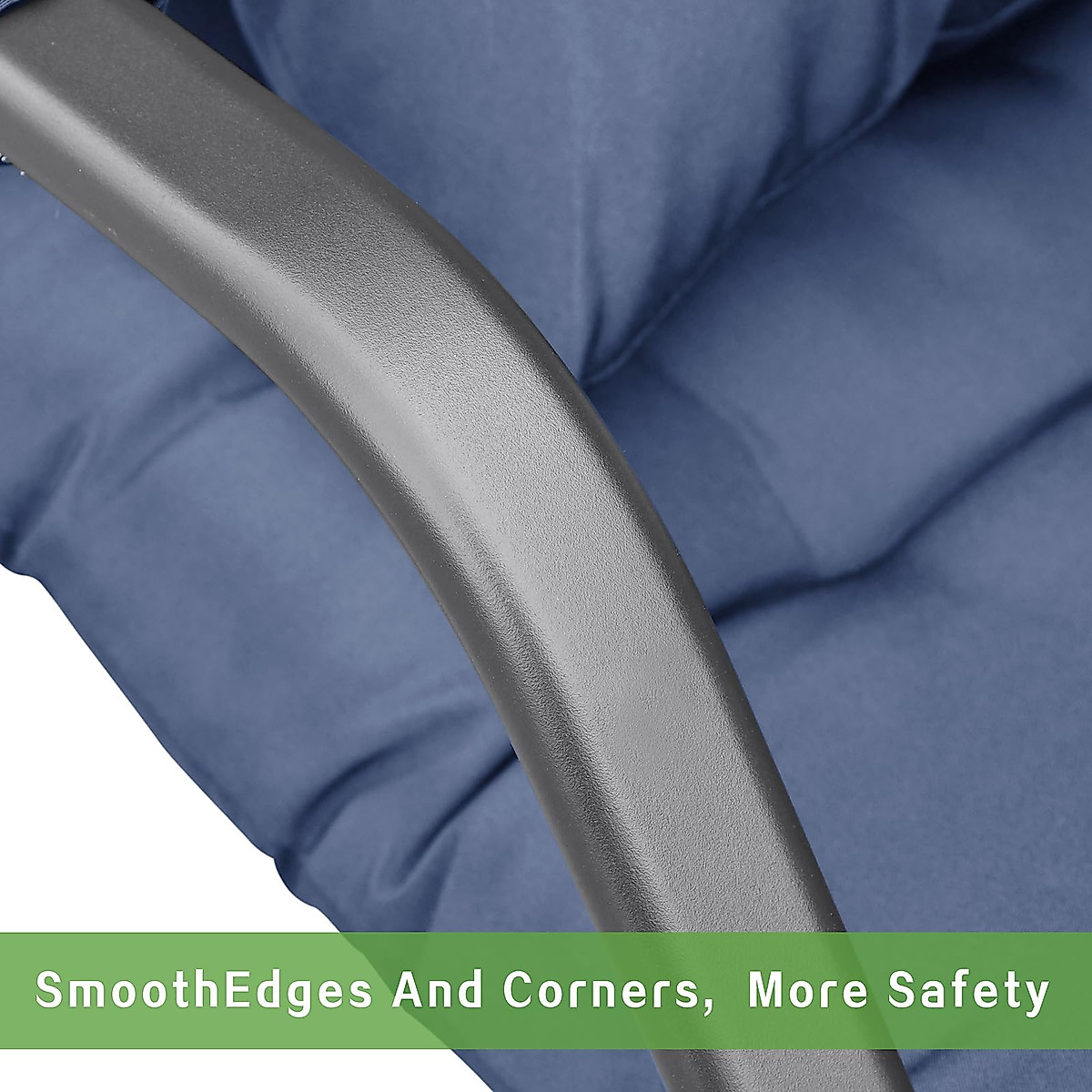 ATR ART TO REAL Patio Rocking Chairs, Indoor & Outdoor Rocker Chair Padded Cushion Reading Chair with Side Pocket and Pillows for Living Room, Balcony, Porch, (Navy Blue)