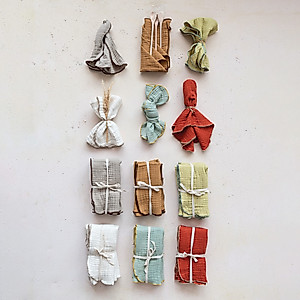 Creative Co-Op Square Woven Double Cloth Napkins, Set of 6 Colors