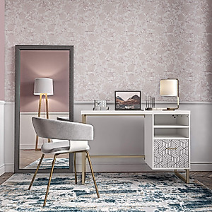 CosmoLiving by Cosmopolitan Scarlett Single Pedestal Desk, White, Model Number: