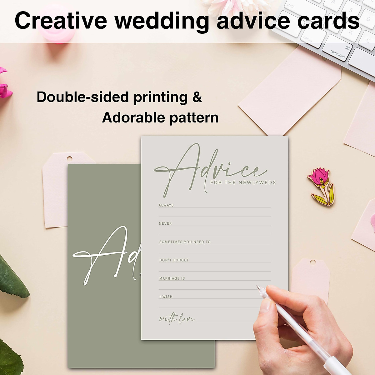 Advice for The Newlyweds Wedding Advice Cards, 5" x 7" Minimalism Bridal Shower Advice Cards, Engagement Party Games Wedding Favors for Guests - A05