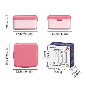 Silicone Suction Bowl For Toddlers Baby Suction Cup Food Container for Snack Oatmeal Outdoor Kids Tableware Auxiliary Scissors And Spoon And Fork 5 Piece (Blue) (Pink)