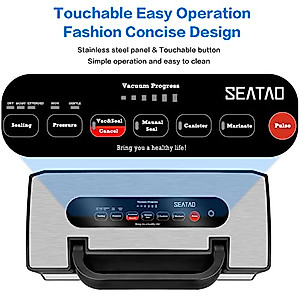 SEATAO VH5188 Automatic Vacuum Sealer Machine, 90kPa Multifunction Commercial Vacuum Food Sealer For Food Preservation, Dry & Moist & Food & Extended Modes, Starter Kit with Built-in Roll Storage & Cutter, Handle Locked Design, LED lights, Double Seal
