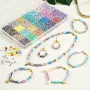 Gugull 14760pcs Clay Beads for Bracelet Making kit 56 Color Flat Heishi Beads for Jewelry Making