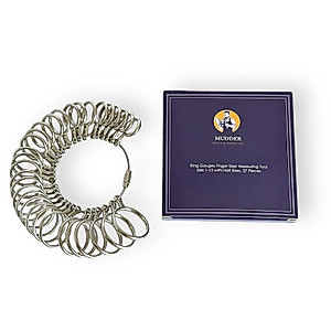 MUDDER Stainless Steel Finger Sizer Measuring Ring Tool, Size 1-13 with Half Size, 27 Pcs