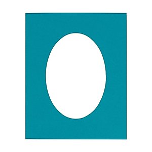 17x21 Mat Bevel Cut for 14x18 Photos - Precut Teal Blue Oval Shaped Photo Mat Board Opening - Acid Free Matte to Protect Your Pictures - Bevel Cut for Family Photos, Pack of 1 Matboard Show Kit With