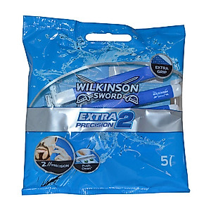 Wilkinson Sword Extra Precision 2 Disposable Razors, 5 Count (Same As Schick Slim Twin Disposables) (Pack of 2)
