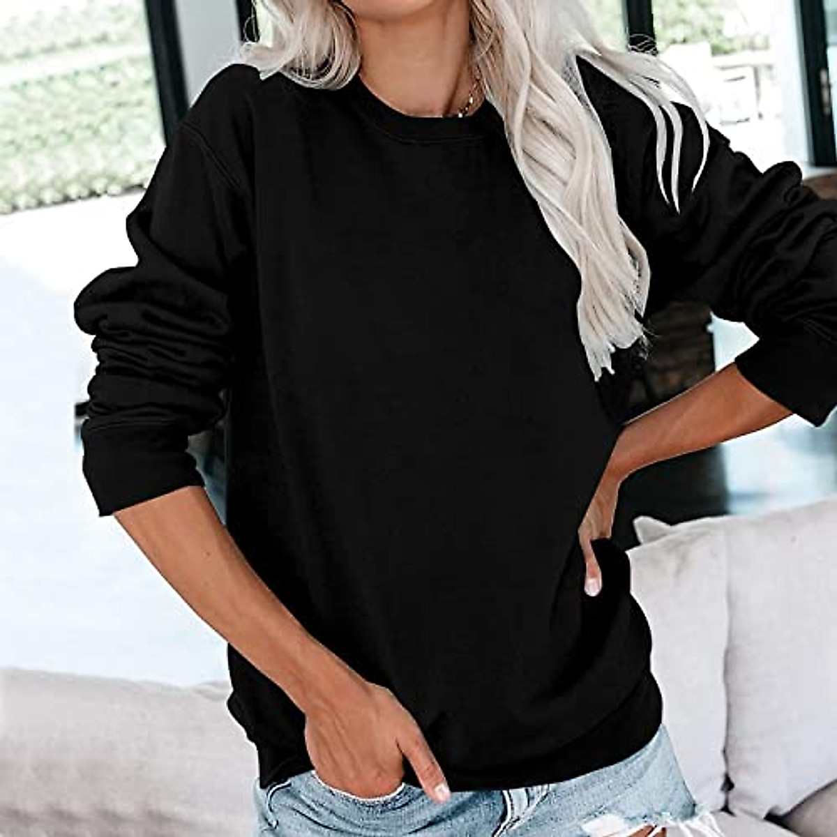 Miekld Oversized Sweatshirt for Women Women Neck Sweatshirt Long halloween shirts for women my open orders oversized t shirts western tops for women womens crewneck tshirt under 2 dollars