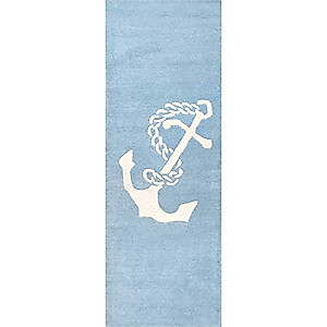 nuLOOM Set Sail Hand Tufted Wool Runner Rug, 2' x 6', Baby Blue