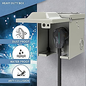 50 Amp 250 Volt 6-50R EV/Welding Power Outlet Box, Enclosed Lockable Weatherproof Outdoor Electrical