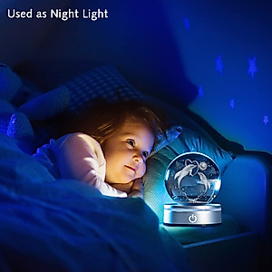 IFOLAINA 3D Dolphin Crystal Ball Night Lights Exquisite Crystal Dolphin Figurines for Bedroom Decor Perfect Dolphin Gifts and Collectibles Dolphin Lovers Gifts for Her Birthday Mothers Day