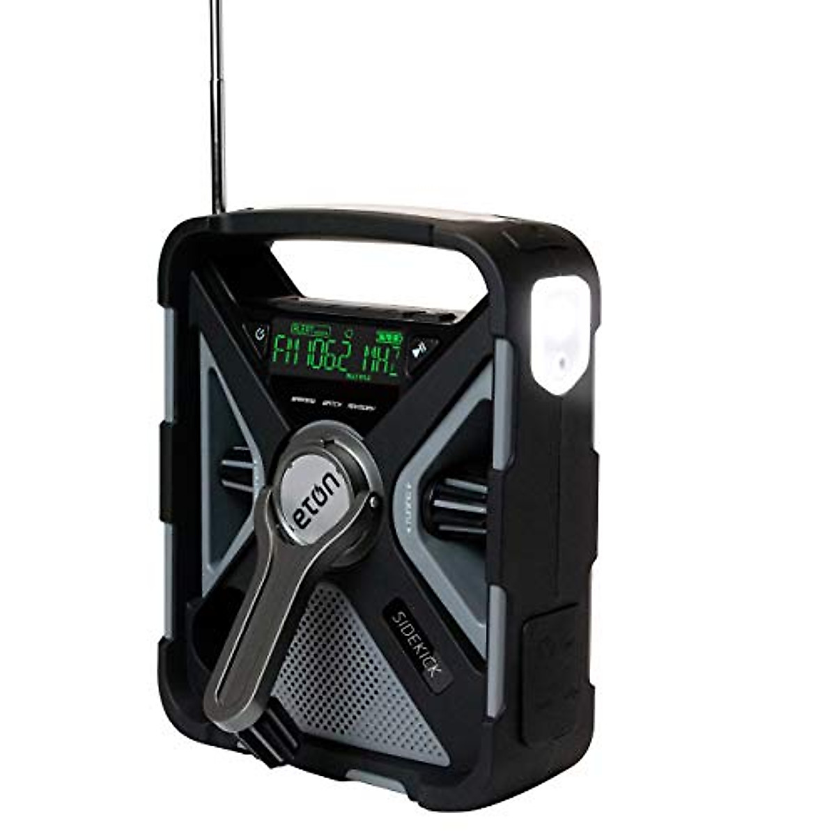 Eton - Sidekick, Ultimate Camping AM/FM/NOAA Radio with S.A.M.E Technology, Solar Powered, Battery Powered, Bluetooth, Rechargeable, LED Flashlight, Phone Charger, Commitment to Preparedness