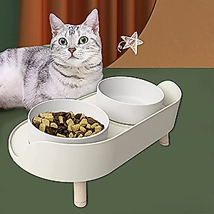 Cat Food Bowls, Elevated Ceramics Dog Cat Bowls Stand with No-Spill Design,3 Adjustable Heights Anti Vomiting Cat Water Bowl,5 inches Raised Bowl for Medium and Small Size Dog Cats