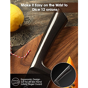 EUNA kitchen knife 8 inches Integrated with sheath & gift box Chef's knife Durable, ultra-sharp cutlery knife with ergonomic handle for culinary cutting. Cutting meat vegetables