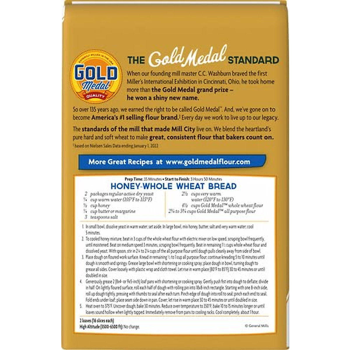 Gold Medal Premium Quality All Natural Whole Wheat Flour For Baking, 5 lb