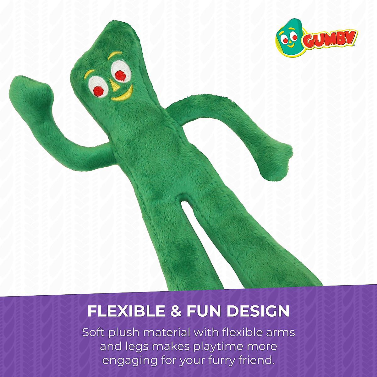Multipet Gumby Plush Filled Dog Toy, Green, 9 inch (Pack of 1)