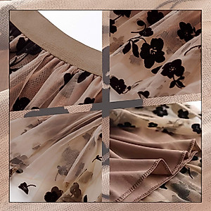 Reaowazo Skirts for Women Midi Long Length Dressy Casual Trendy Summer Tulle A-Line Floral High Waist Skirt Khaki 2XL-3XL