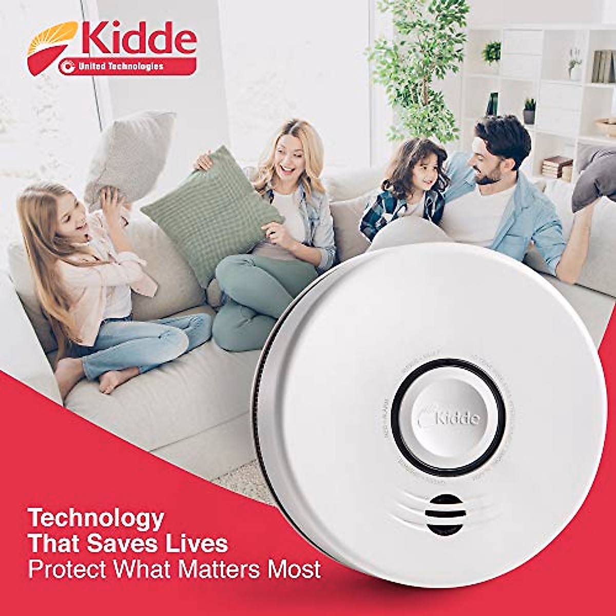 Kidde Smoke Detector, 10-Year Battery, Photoelectric Sensor Wire-Free Interconnect Smoke Alarm, Voice Alert