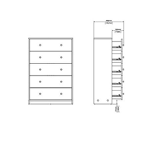 Home Square 4 Piece Bedroom Set with 6 Drawer Double Dresser, 5 Drawer Chest Dresser, Two Nightstands in Jackson Hickory