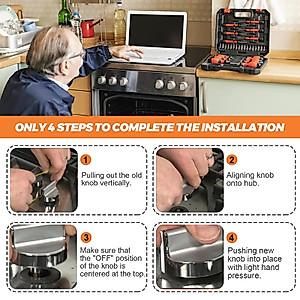 Beaquicy Upgraded W10766544 Gas Stove Knobs 5 Pack Burner Control Knobs Replacement for Whirlpool Range WFG540H0ES0 and Replaces W10430807 W10676228 4248219 AP5958476 PS10067059 EAP10067059