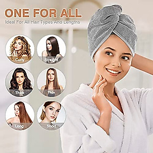 HOMEXCEL Microfiber Hair Towel for Women,3 Packs Hair Turbans for Wet Hair,Super Absorbent Hair Drying Towel Wrap with Double Button for Curly,Longer,Thicker Hair Anti Frizz- 10X 26 Inch