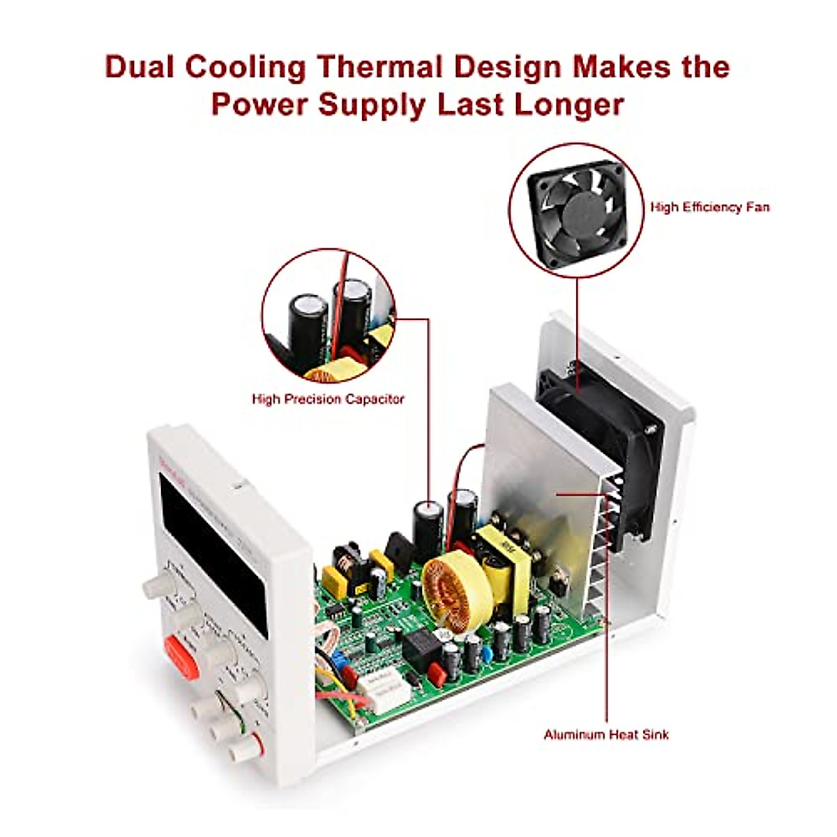 stonylab Digital DC Power Supply, 30V/5A Adjustable Single Output Switch Mode Regulated DC Power Supply for Bench Test Laboratory Research