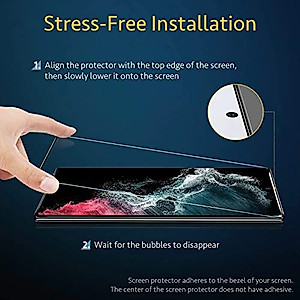 [2+2 Pack] Galaxy S22 Ultra Screen Protector, 9H Tempered Glass, Ultrasonic Fingerprint Support, 3D Curved, HD Clear Scratch Resistant for Samsung Galaxy S22 Ultra 5G Glass Screen Protector