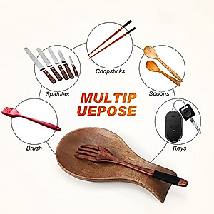 Spoon Rest For Stove Top Bamboo Holder for Spatula Wood Spoon Rest for Kitchen Counter Spoon Holder for Stove Top or Countertop, Spoon or Tong, Modern and Rustic Spoon Rest for Farmhouse (Brown)