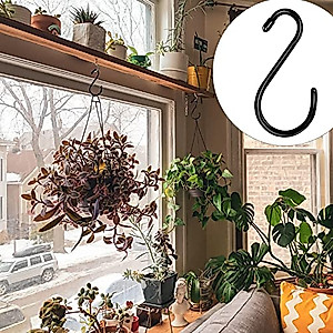 Gutapo 6 Pack Black Large Rubberized Coated S Hooks Non-Slip Heavy Duty Closet Patio Hanger for Hanging Plants Clothes Purses Backpacks Hats Tote Towels Bird Feeders Kitchenware Cups