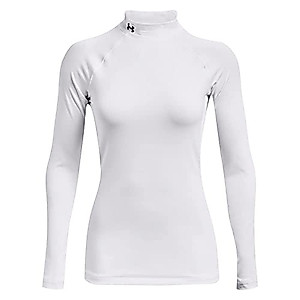 Under Armour Womens Authentics Mock Neck T-Shirt, White (100)/Black, Medium