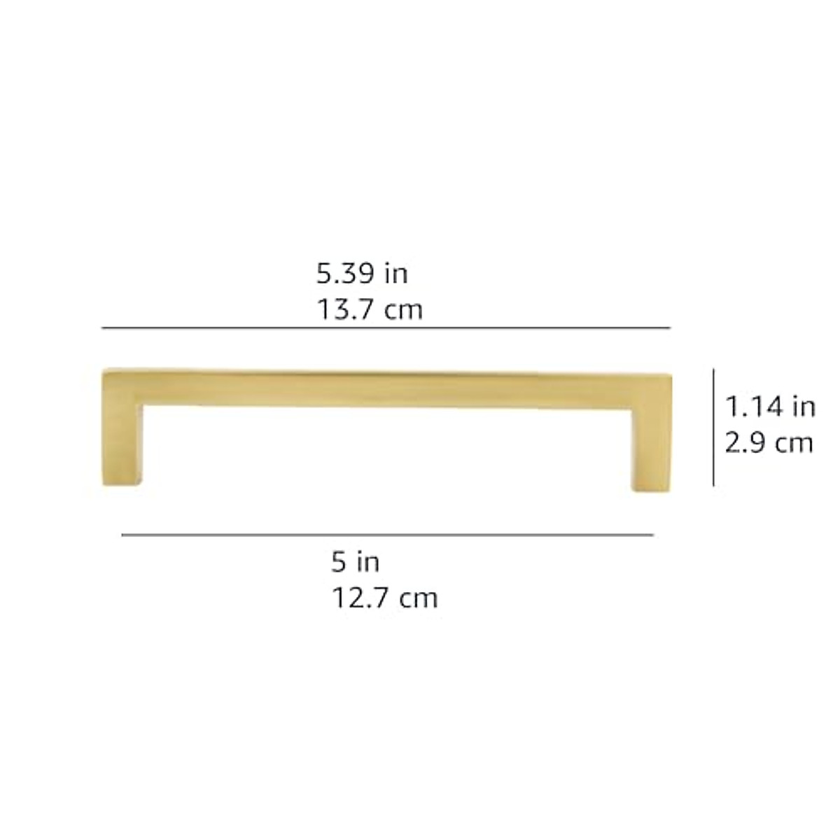 Amazon Basics Modern Square Cabinet Pull Handle, 5.39-inch Length (5-inch Hole Center), Golden Champagne, 10-pack