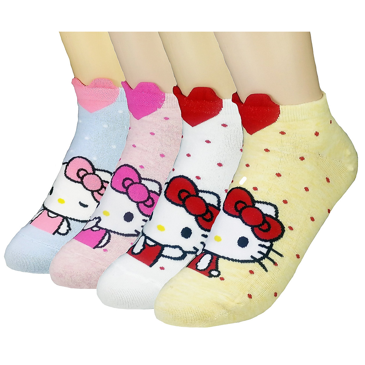 JJMax Women's Hello Kitty Cute Cotton Blend Ankle Socks Set, Lovely Kitty, One Size