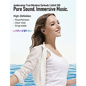 Audiovance IF301 Earbuds, Wireless Headphones Bluetooth Ear Buds for iPhone Android, Premium Sound, Immersive Music, Clear Calls, Noise Reduction, Wireless Charging, Waterproof, 23H Battery.