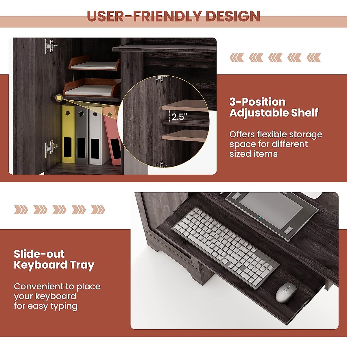Tangkula L-Shaped Office Desk with Storage Drawers & Keyboard Tray, Home Office Corner Computer Desk with Cabinet & Inner Adjustable Shelf, Space-Saving Study Writing Desk, Computer Workstation