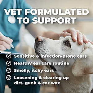 Mighty Petz Dog Ear Cleaner – Pet Ear Wash to Support Itchy, Infection Prone Ears, Yeast and Wax. Advanced & Gentle Otic Cleaning Solution. Ear Drops for Dogs and Cats - 8 oz