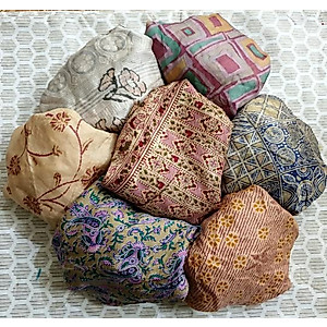 Generic VINTAGEFABULOZ Sari Silk Fabric Lot 15 Pieces Aqua Craft Scrapbook Art Doll Scrapbook and Jewellery Gift Wrap (15pcs_ DULLMUTED)