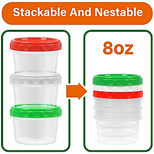 EONJOE 8 oz Plastic Containers with Lids 12-pack Food Storage Container 1 Cup Meal Prep Bowls Airtight Stackable Dishwasher Freezer Safe