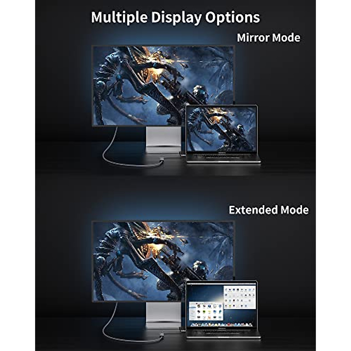 Silkland USB C to DisplayPort 1.4 Adapter 0.66FT [8K@60Hz, 4K@144Hz 120Hz, 2K@240Hz], 5K Type C to DP 1.4 HDR, Thunderbolt 4/3 to Display Port Adapter Compatible with MacBook Pro, Reverb G2, Dell XPS