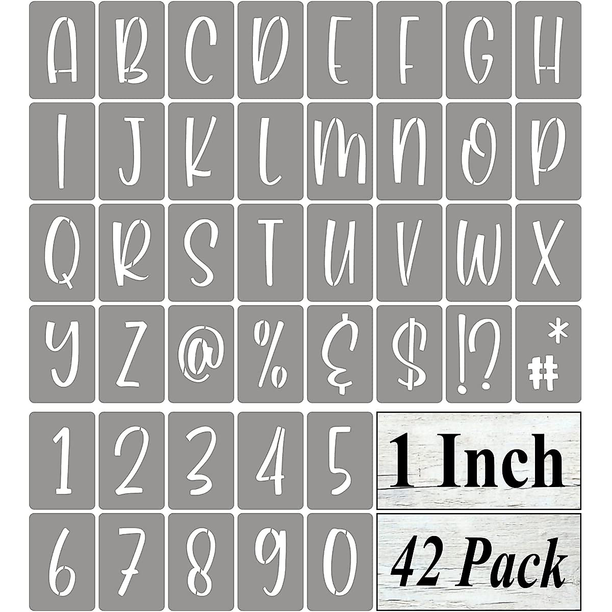 1 Inch Alphabet Letter Stencils for Painting - 42 Pack Letter and Number Stencil Templates with Signs for Painting on Wood, Reusable Letters and Numbers Stencils for Chalkboard Wood Signs & Wall Art