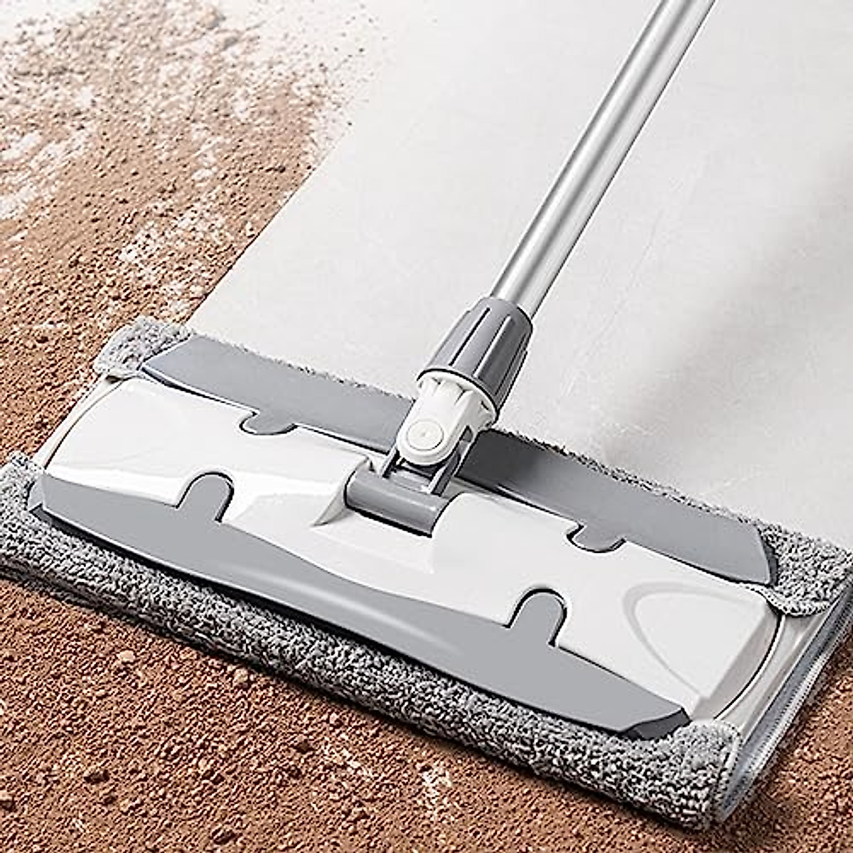 Leyeet Microfiber Floor Mop, Rotating Dust Mop with Adjustable Handle, Reusable Mop Pads, Floor Cleaner Mop or Flat Head Mop for Wood, Tiles, Marble