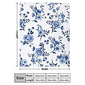 CHUWAN Throw Blanket Fuzzy Blanket Cozy Fleece Blanket Soft & Warm Fleece Flannel Pet Blanket Pet Throw Blue Rose 50"x60"