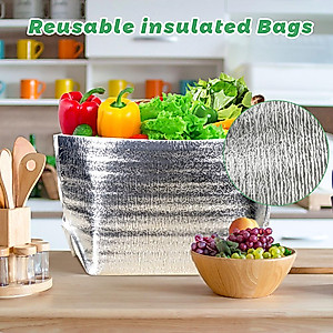 NDSWKR 10 Pack Reusable Insulated Shipping Bags, 13.4 x 13.4 x 8.35 Inch Foil Thermal Box Liners for Frozen and Hot Food, Large Insulated Grocery Bags for Lunch Box Insulation Lining Camping Picnic