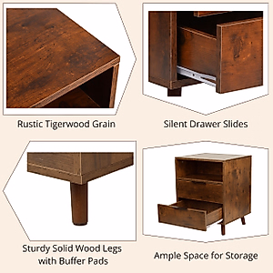 Nightstand with Hidden Compartment | Mid Century Modern Nightstand with Concealed Storage | Vintage Bedside Table | Perfect for Storing Small Valuables (1, Brown, Large)