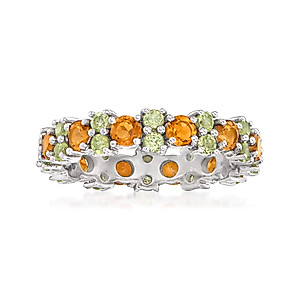 Ross-Simons 1.20 ct. t.w. Citrine and 1.10 ct. t.w. Peridot Eternity Band in Sterling Silver. Size 5