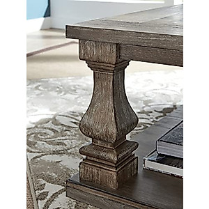 Signature Design by Ashley Johnelle Farmhouse Coffee Table with Weathered Gray Finish, Gray