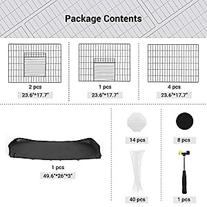 SONGMICS Pet Playpen, Small Animal Cage, Exercise Pen and Enclosure with Divider Panel for 2 Separate Spaces, Floor Mat and 3 Doors, 48.4 x 24.8 x 18.1 Inches, Black ULPI07H