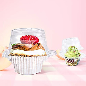 Cupcake Boxes Individual Plastic, 100 Pack Individual Cupcake Containers Plastic Disposable, Single Compartment Cupcake Carrier, Cupcake Holders Plastic Individual for Parties Pack of 100