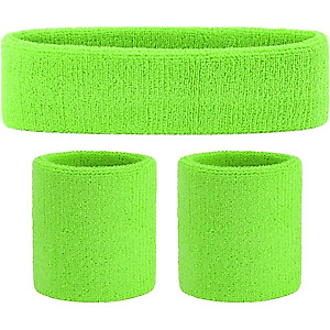 80s Sweatband, Sports Headband and Wristbands, Sweat Bands 80s Neon Colors, 80s Party, Sweatbands for Women, Colorful Sweatband Set